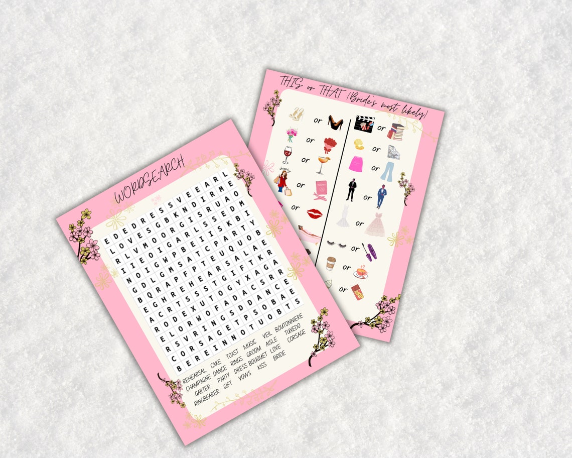 Digital Bridal Shower Game Set, Printable Pictionary Bride-to-be Games ...