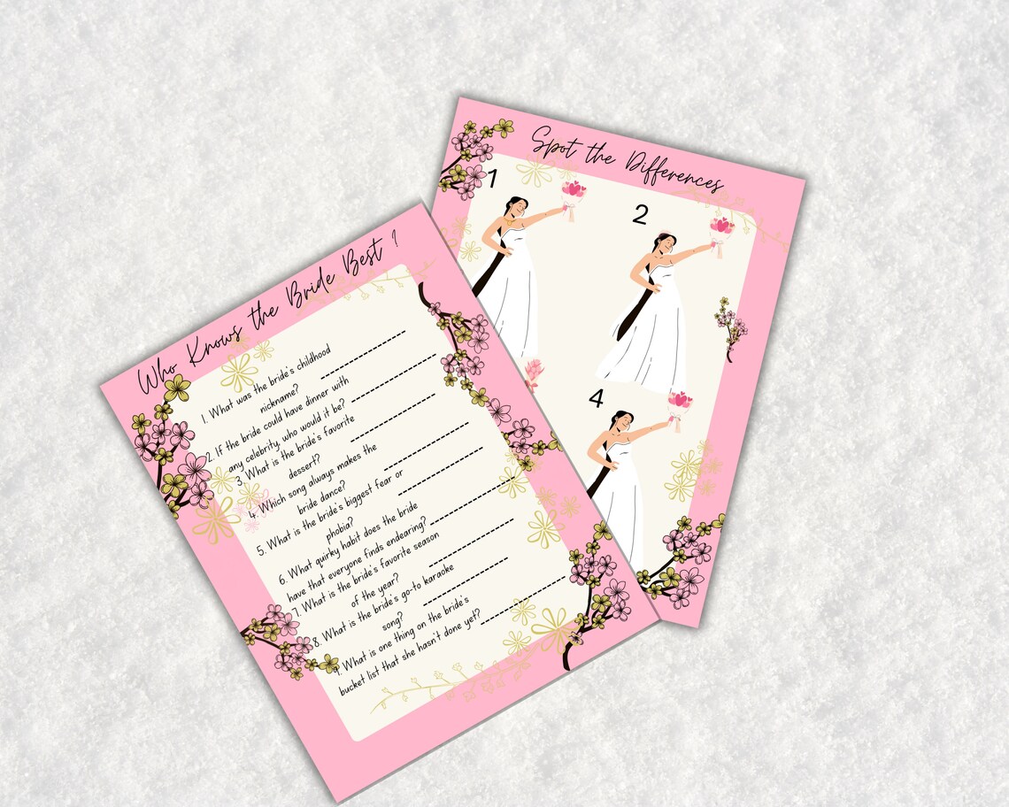 Digital Bridal Shower Game Set, Printable Pictionary Bride-to-be Games ...