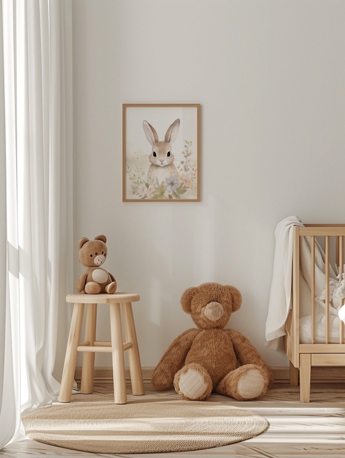 Bunny Rabbit Wall Art Print Woodland Animal Nursery Decor Printable ...