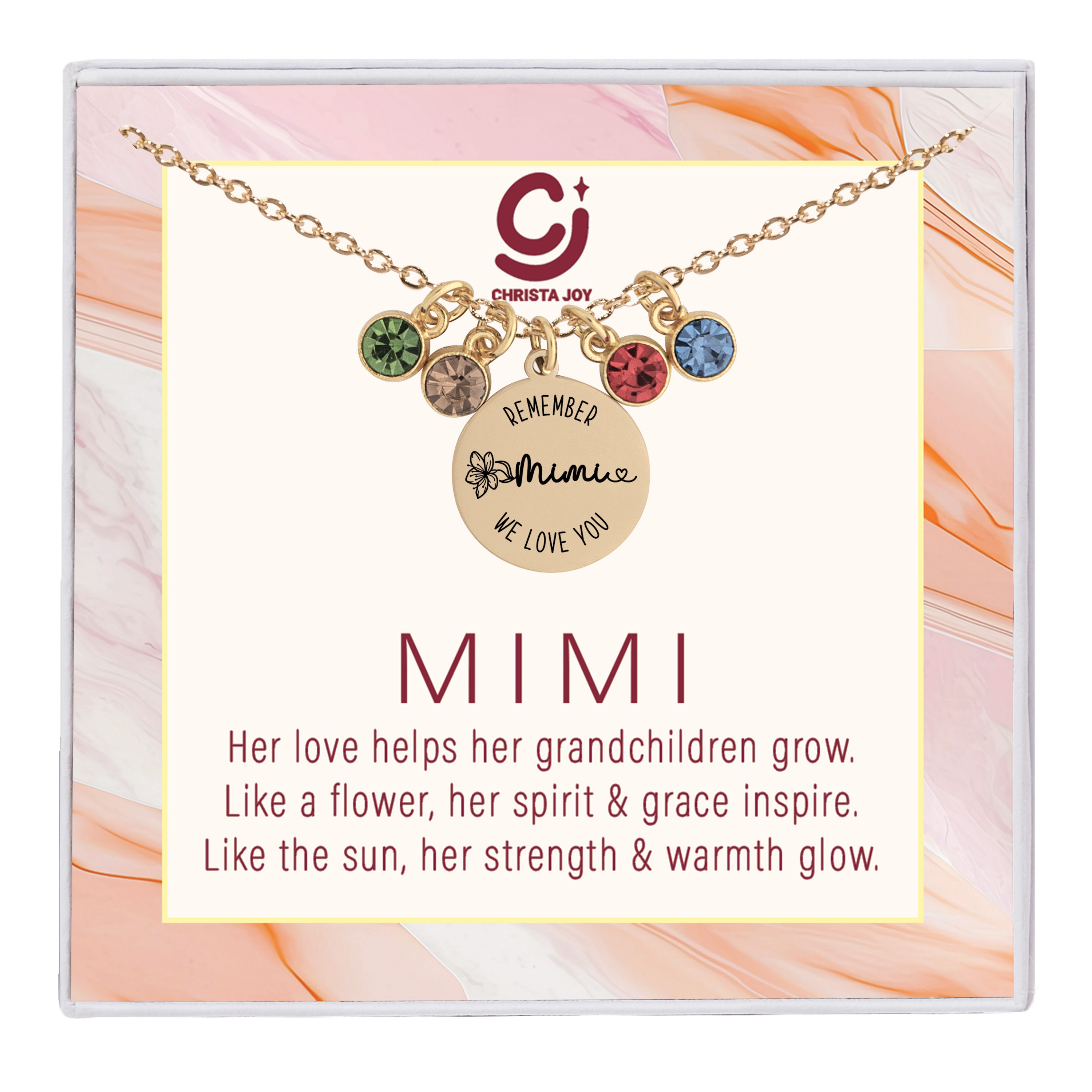 Mimi Necklace, Mimi Gifts, Grandma Necklace Birthstone, Family ...