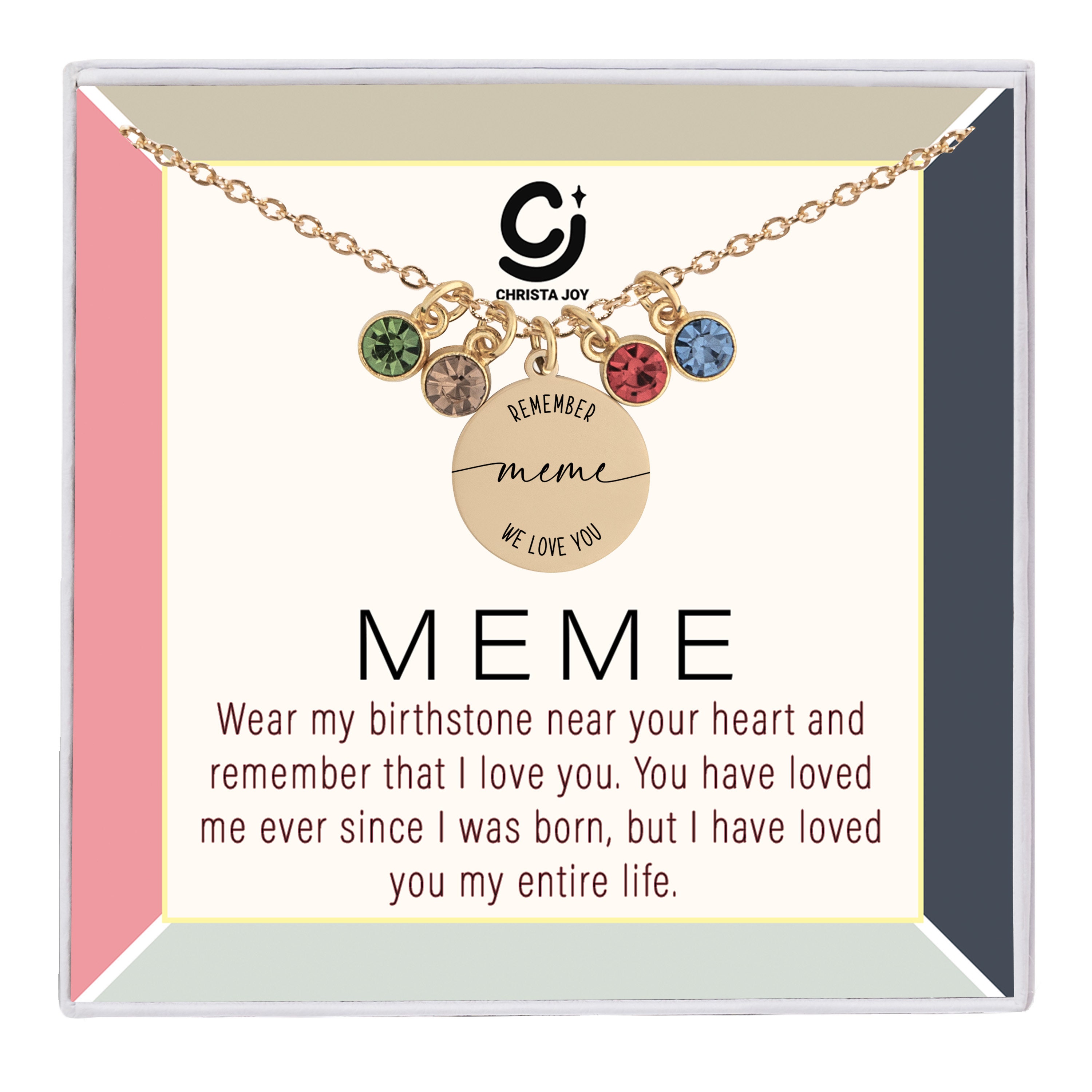Meme Necklace, Meme Gifts, Grandma Necklace Birthstone, Family ...