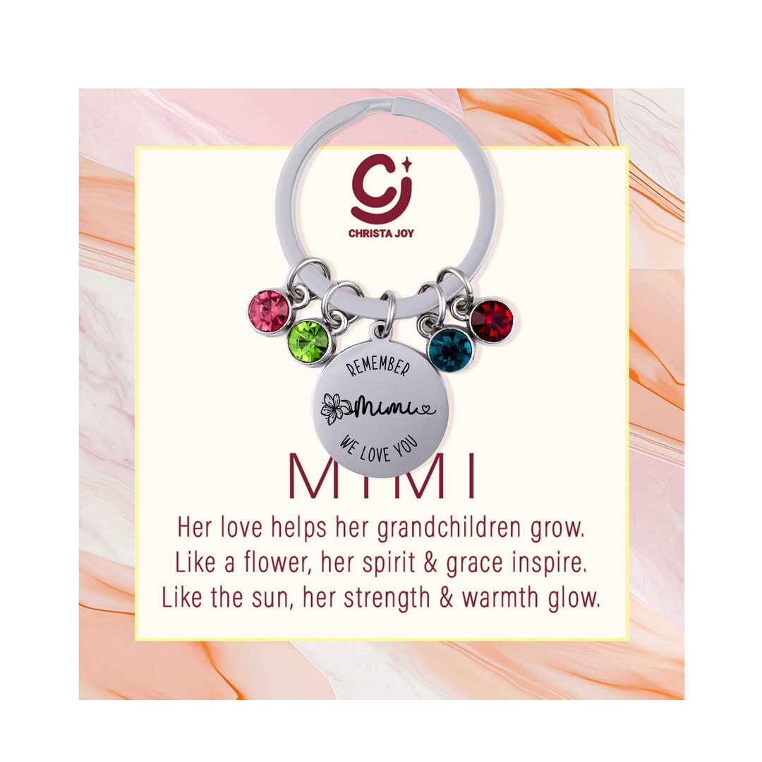 Mimi Keychain, Mimi Gifts, Grandma Keychain, Mimi Key Chain, Birthstone ...