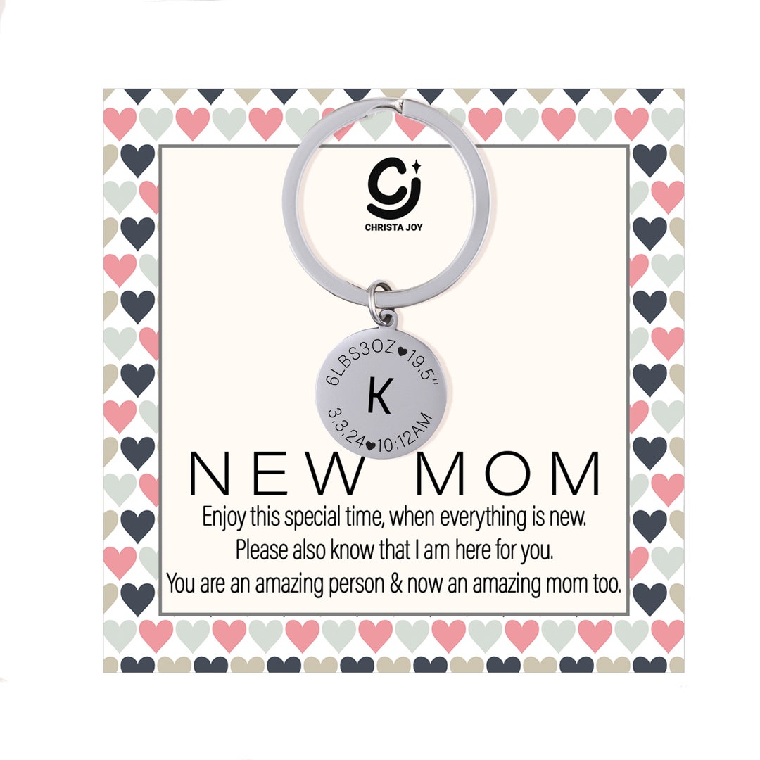 Custom Letter Keychain for New Mom, Push Present, New Mom Keychain ...