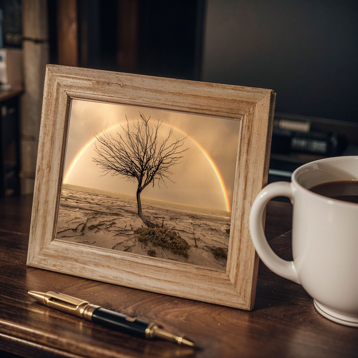 Rainbow Above a Tree Photo, Digital Print of a Beautiful Sunset Rainbow ...