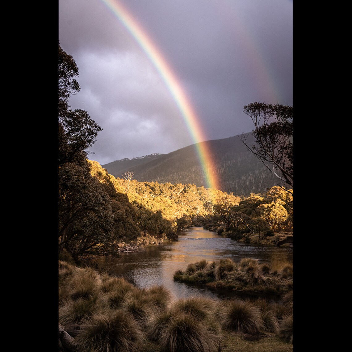 Rainbow Over River Photo, Digital Print of a Bright Rainbow Above the ...