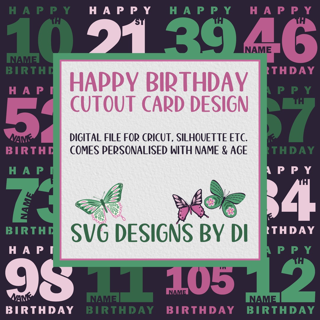 Personalised Happy Birthday Cut File Add Recipients Name and Age. - Etsy