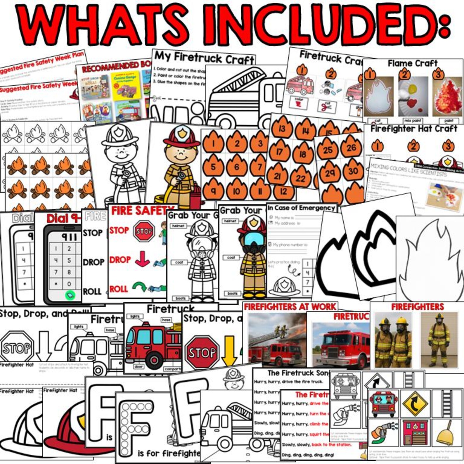 Preschool Fire Safety Activities: Firefighter Crafts, Fine Motor ...