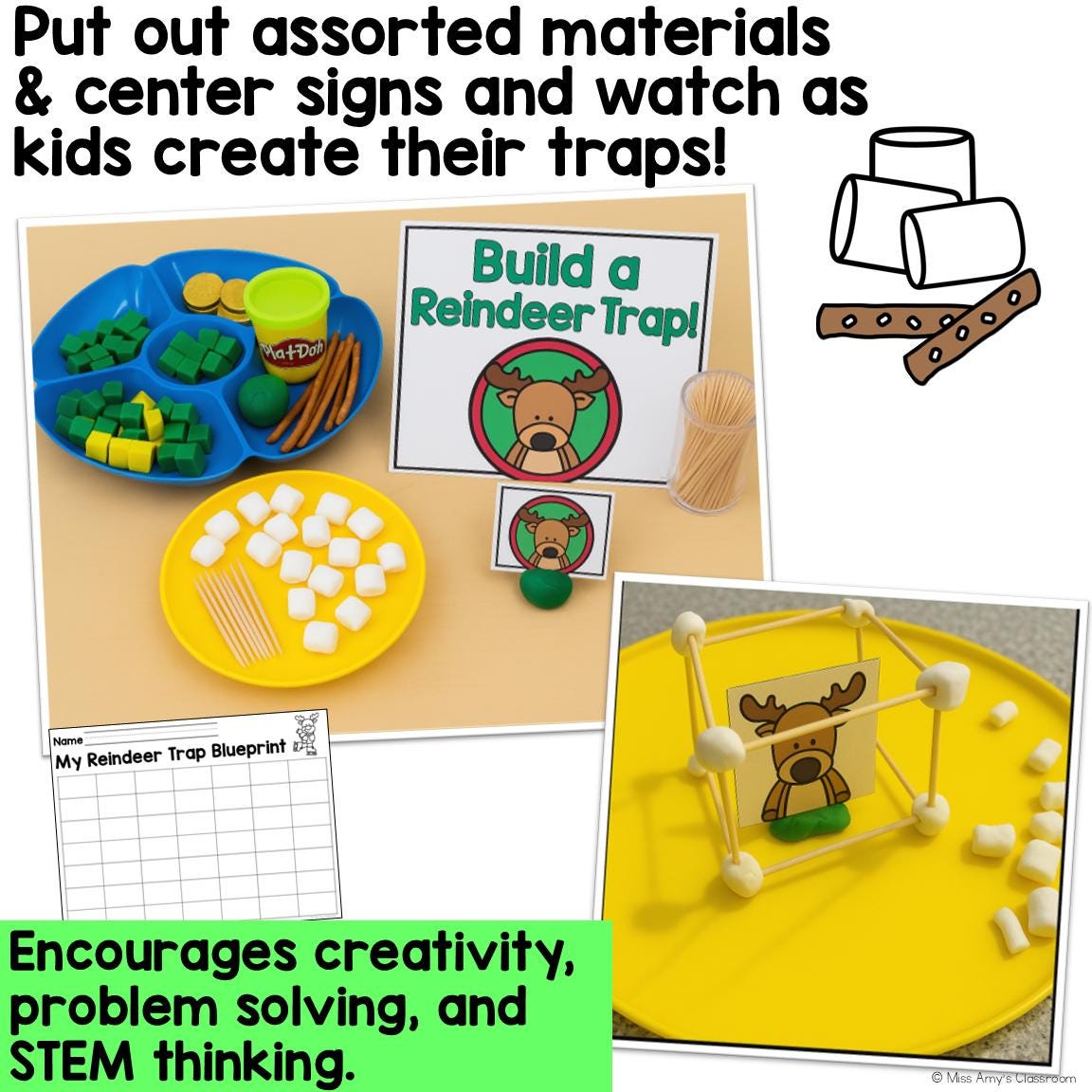 How to Catch a Reindeer STEM Christmas Activity for Homeschool, Daycare ...