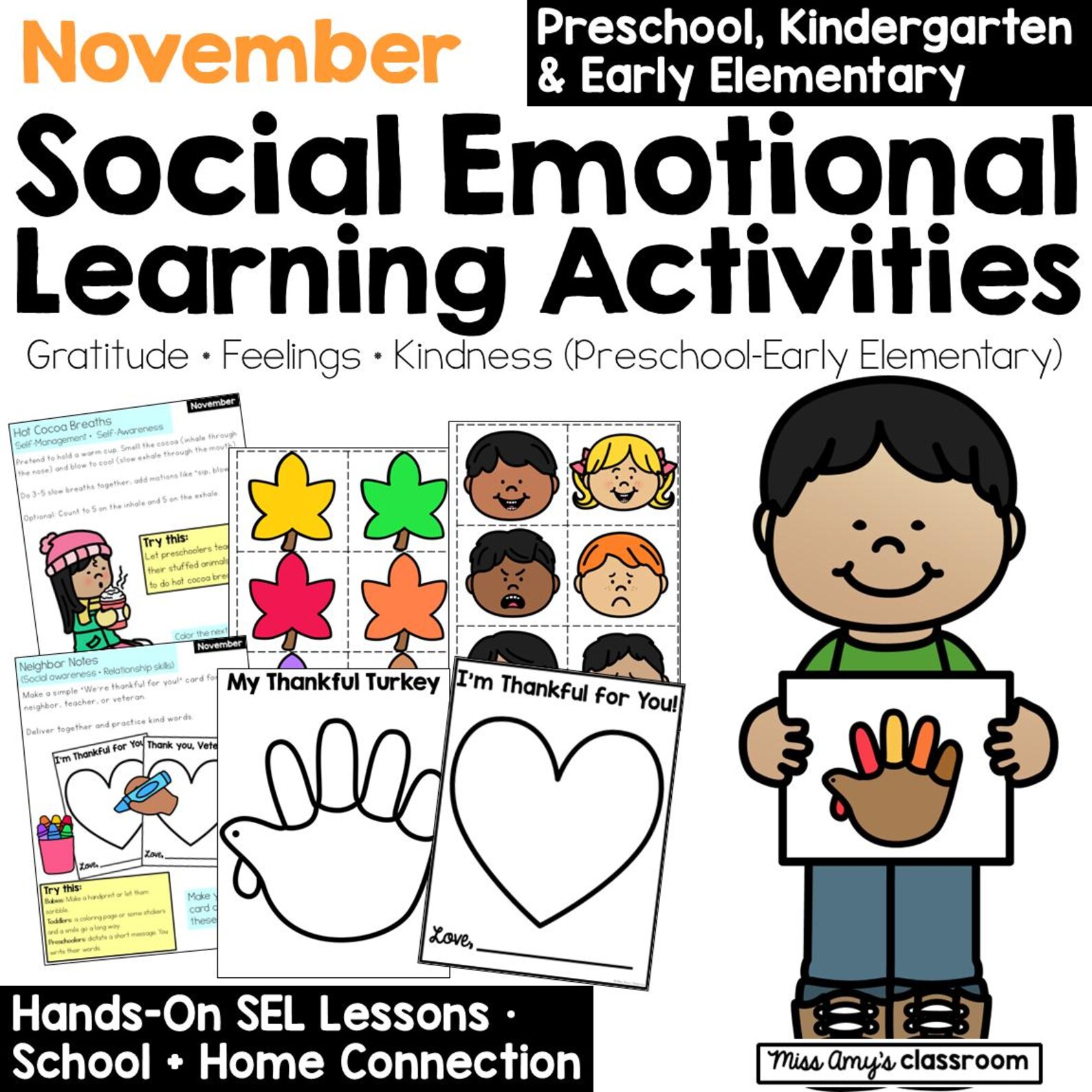 November & December SEL Bundle - Preschool Kindness and Gratitude ...
