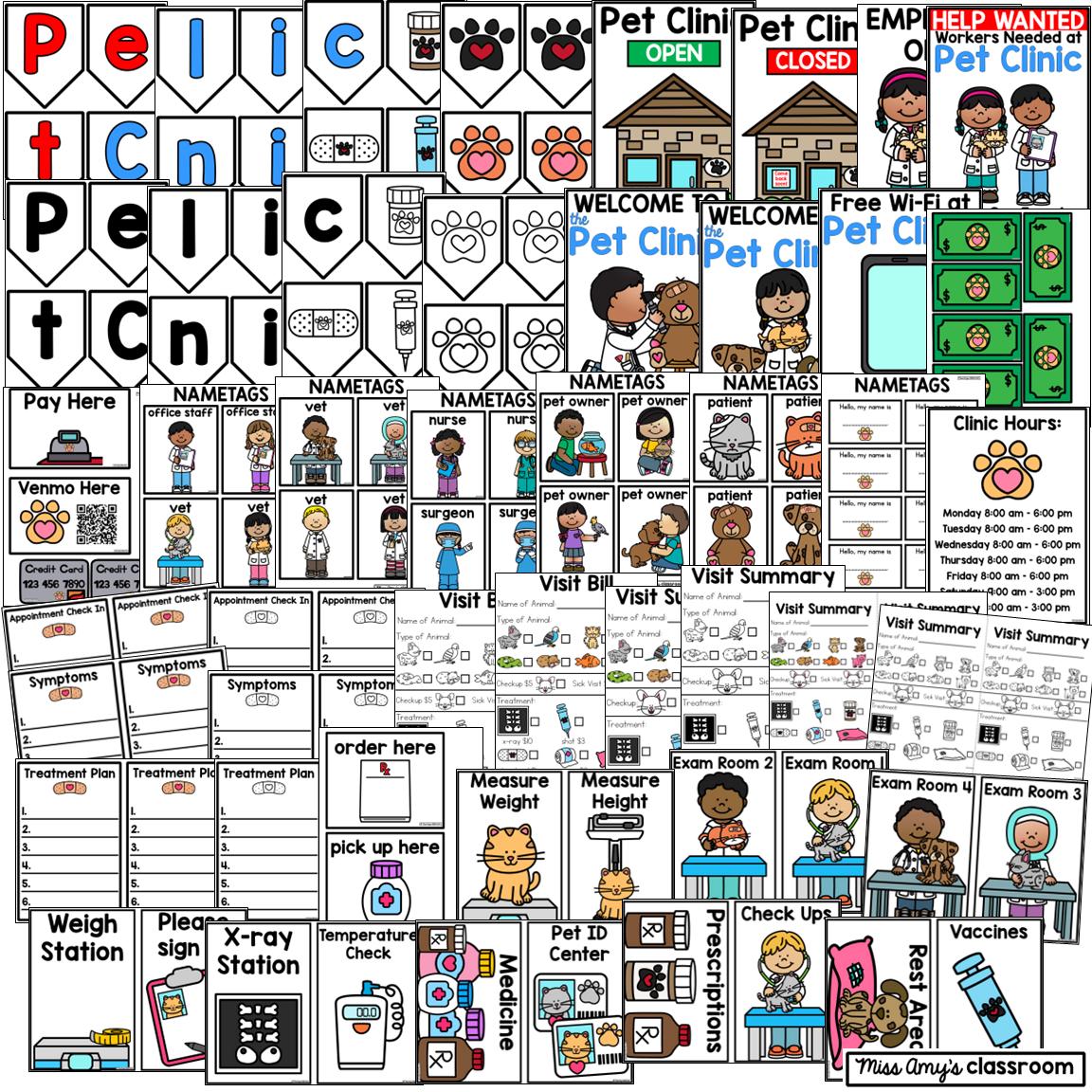 Dramatic Play Vet Printables - Pretend Play Pet Clinic for Preschool ...