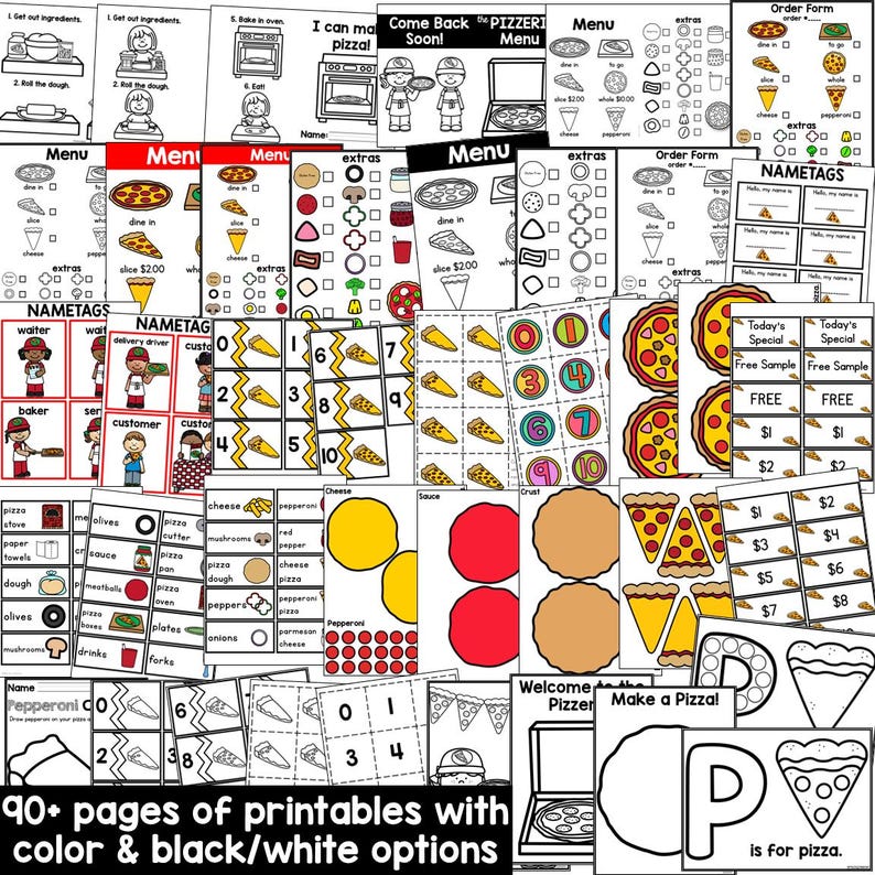 Preschool Pizzeria Pretend Play Set: Printable Pizza Dramatic Play ...