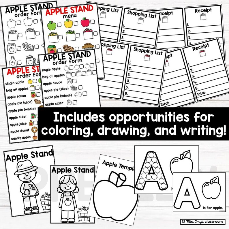 Apple Stand Dramatic Play Printables: Fall Preschool Activity (PDF ...