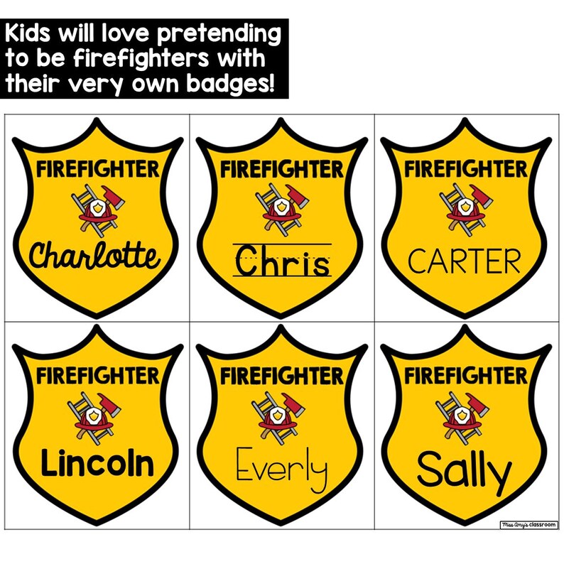 Editable Firefighter Name Tags - Fire Safety Week Printable Badges ...