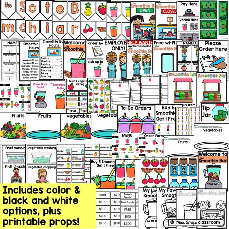 Gym & Smoothie Bar Dramatic Play Printables: Preschool Fitness (digital ...