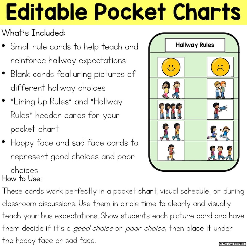 Preschool Line up Rules Poster Set: Classroom Management Printables ...
