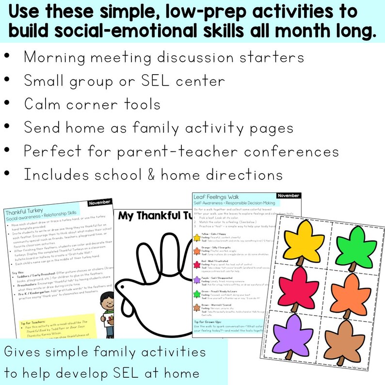 November & December SEL Bundle - Preschool Kindness and Gratitude ...