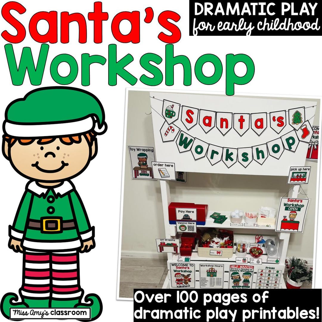 Santa's Workshop Dramatic Play Printables for Preschoolers- Christmas ...