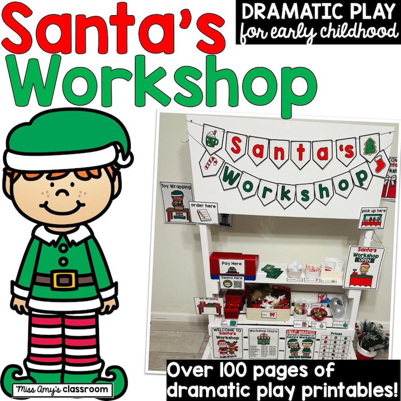 Santa's Workshop Dramatic Play Printables for Preschoolers- Christmas ...