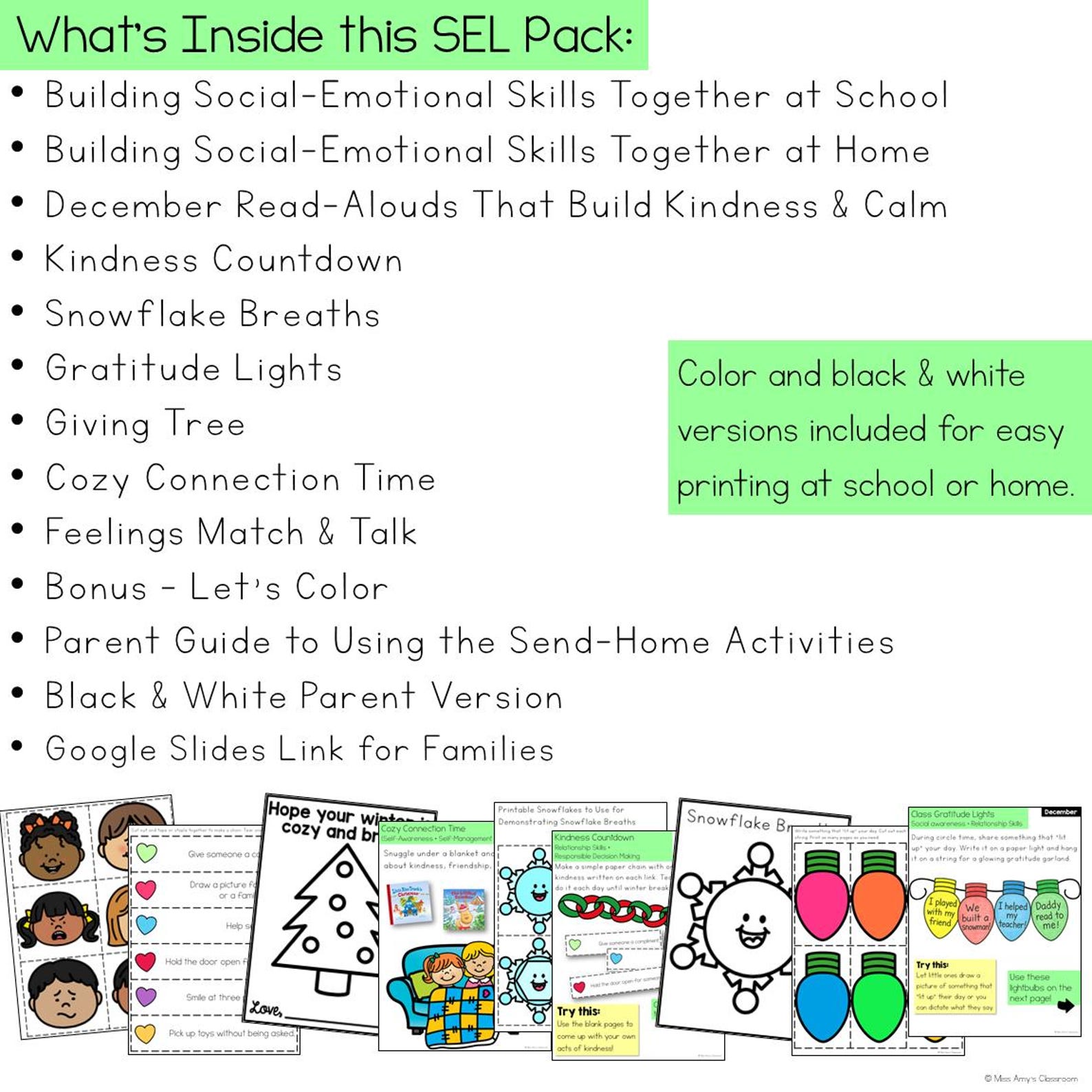 November & December SEL Bundle - Preschool Kindness and Gratitude ...