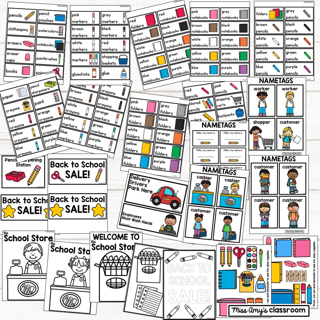 School Store Dramatic Play Printables- Back to School Pretend Play ...