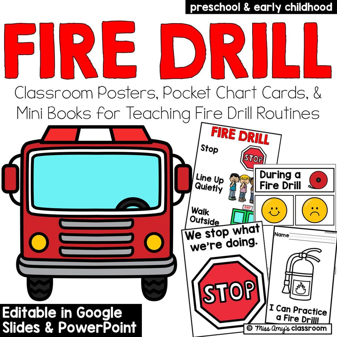 Fire Drill Routine Visuals & Activities - Preschool, Kindergarten Fire ...