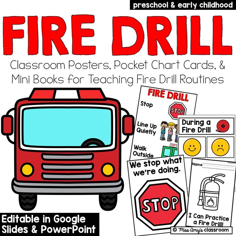 Fire Drill Routine Visuals & Activities - Preschool, Kindergarten Fire ...