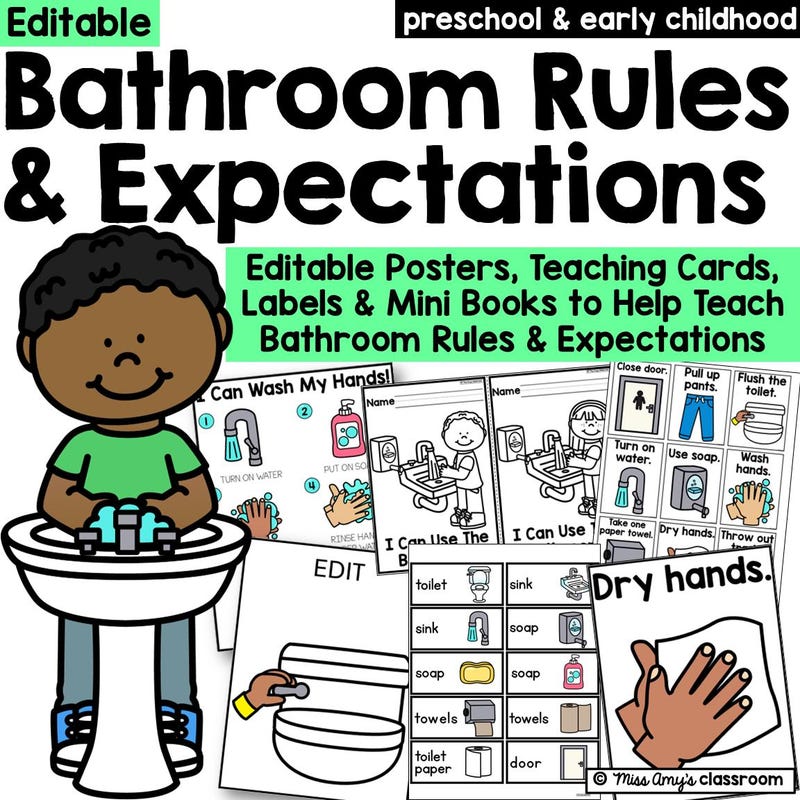 Bathroom Rules Sign - Etsy