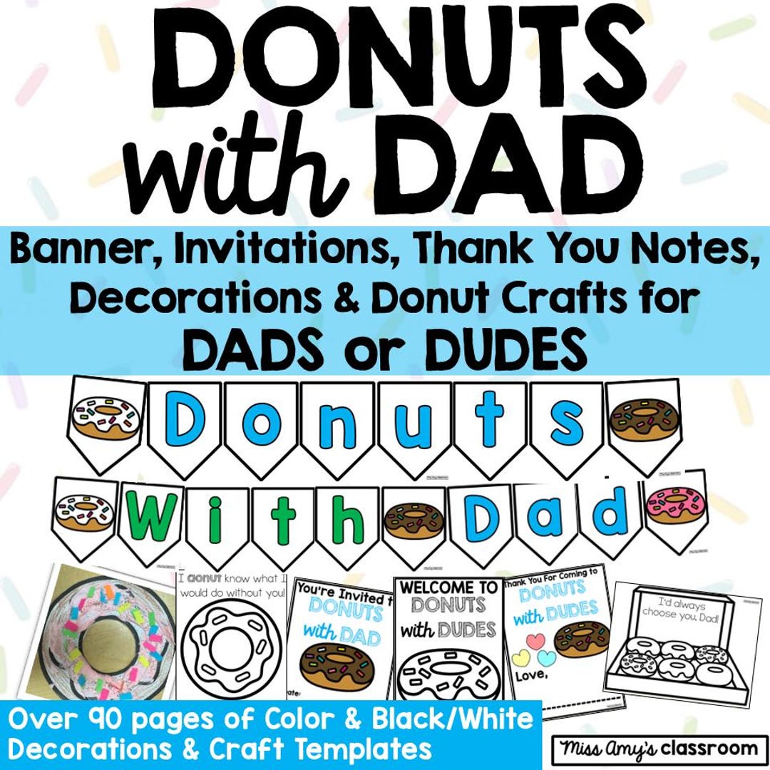 Donuts With Dads & Dudes Printables | Editable Father’s Day Preschool ...