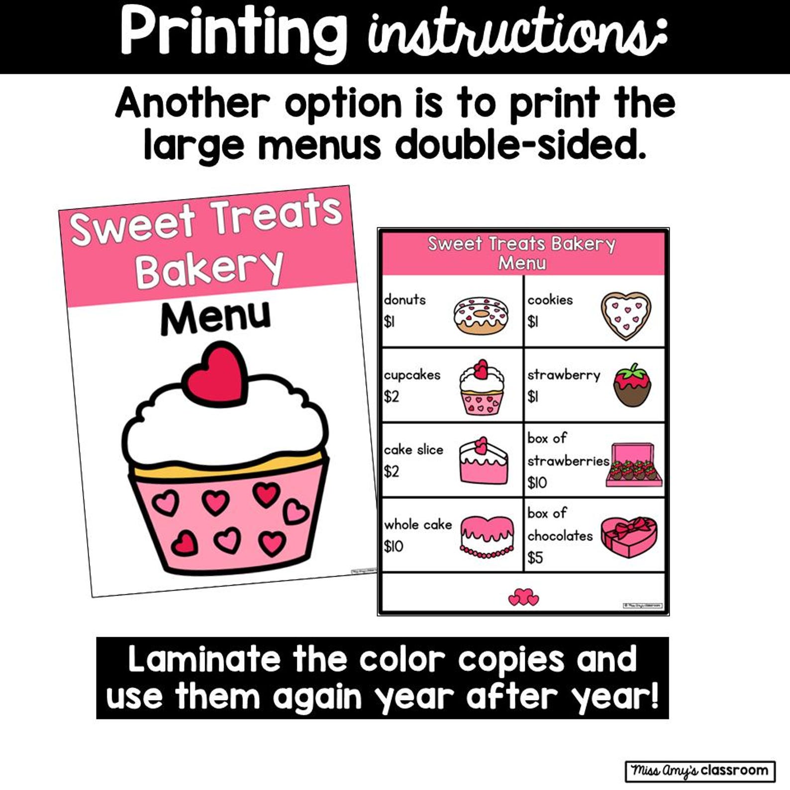 Sweet Treats Bakery - Valentine's Day Dramatic Play Printables for ...