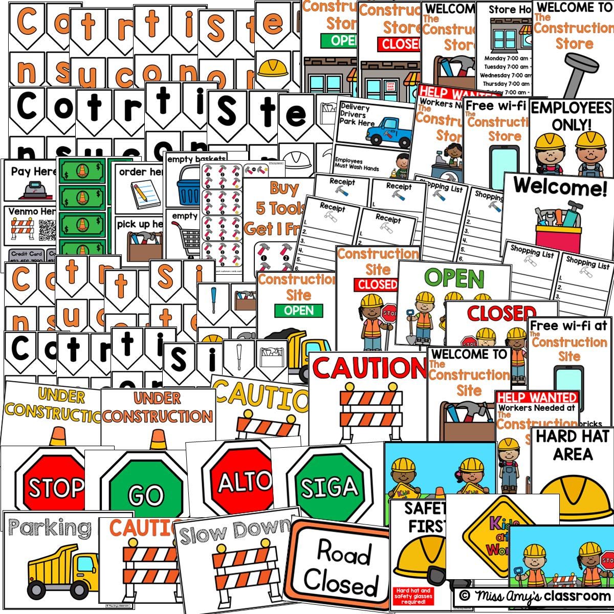Construction Site Dramatic Play Printables: Preschool Learning (PDF) - Etsy