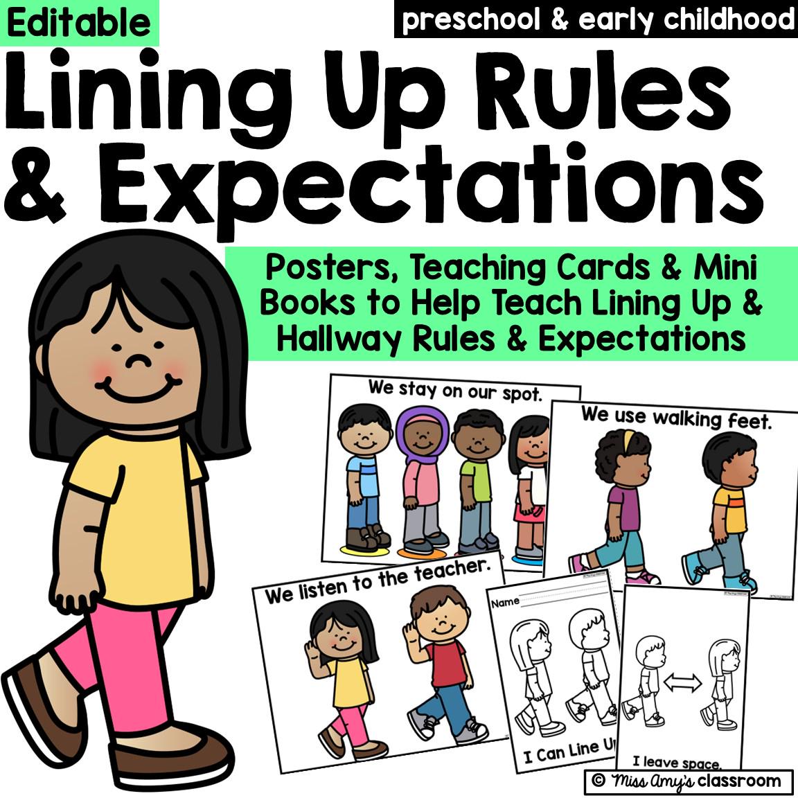 Preschool Line up Rules Poster Set: Classroom Management Printables ...