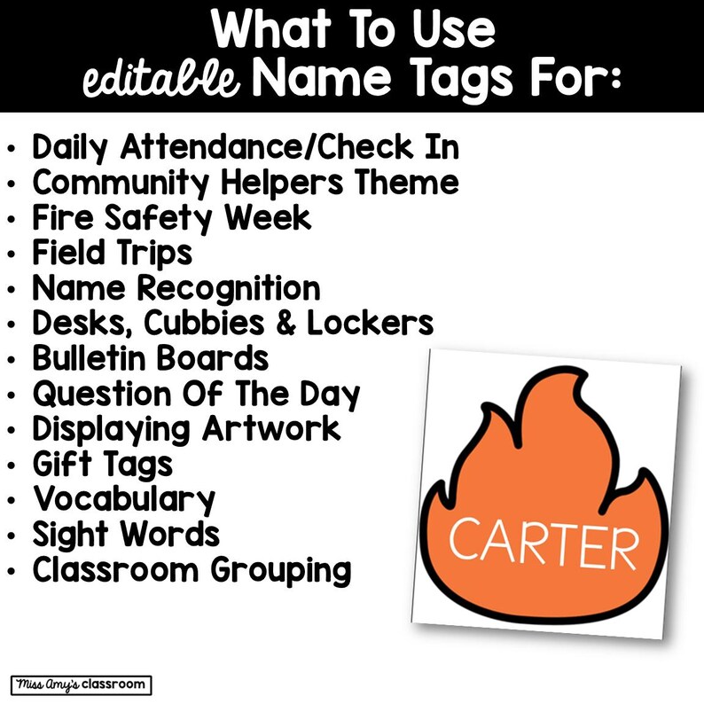 Editable Firefighter Name Tags - Fire Safety Week Printable Badges ...