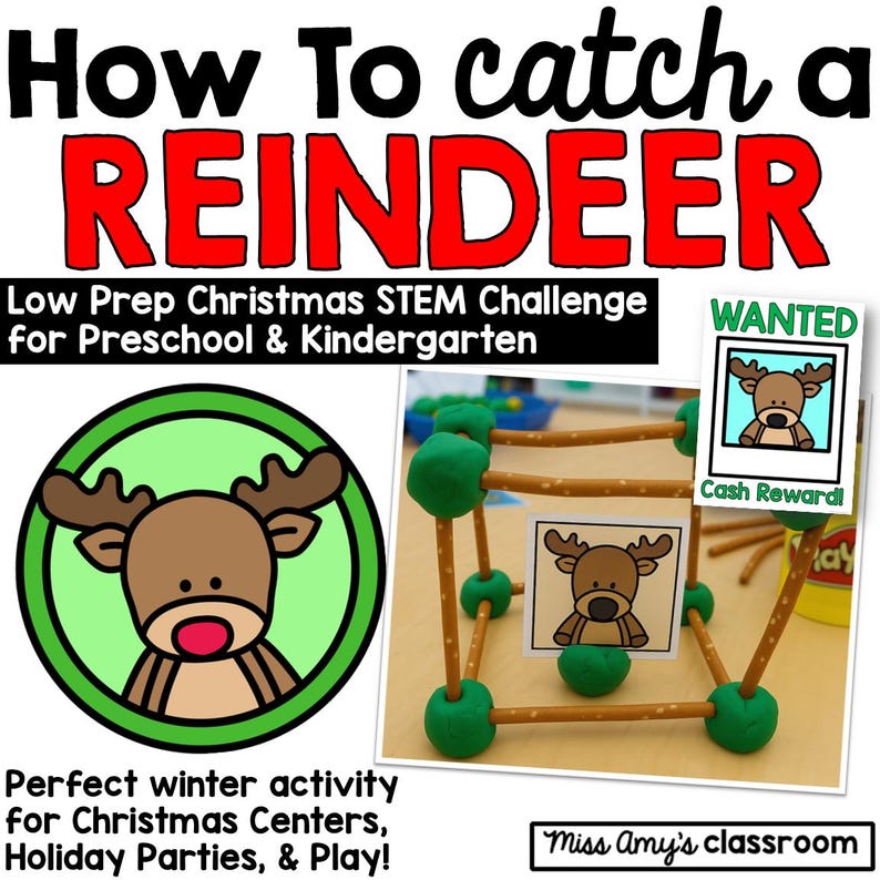 How to Catch a Reindeer STEM Christmas Activity for Homeschool, Daycare ...