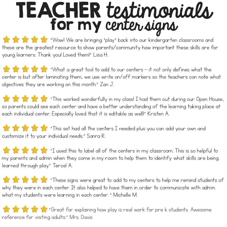 Editable Center Signs With Learning Objectives and Images | Preschool ...
