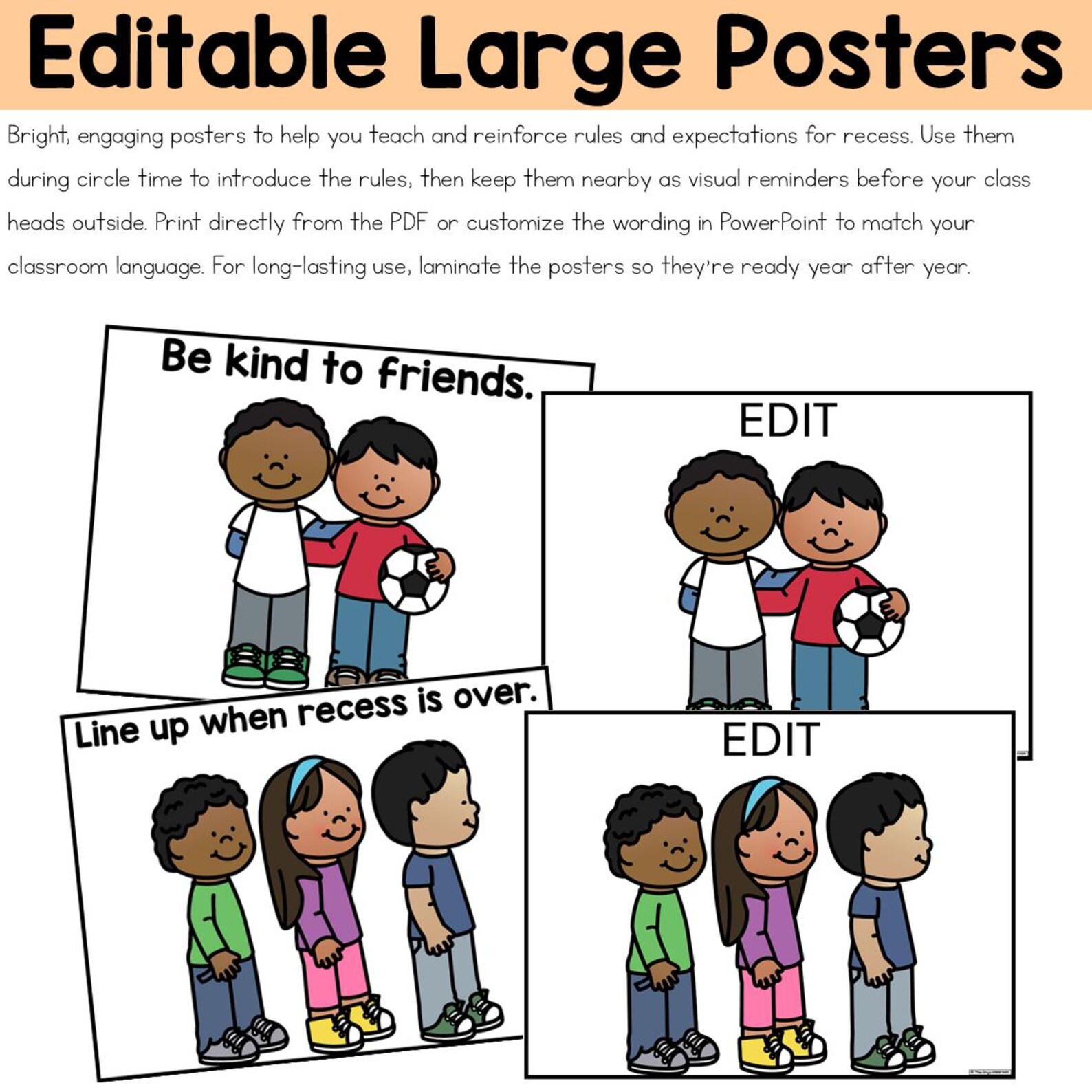 Editable Recess Rules Posters: Classroom Management Printables (google ...