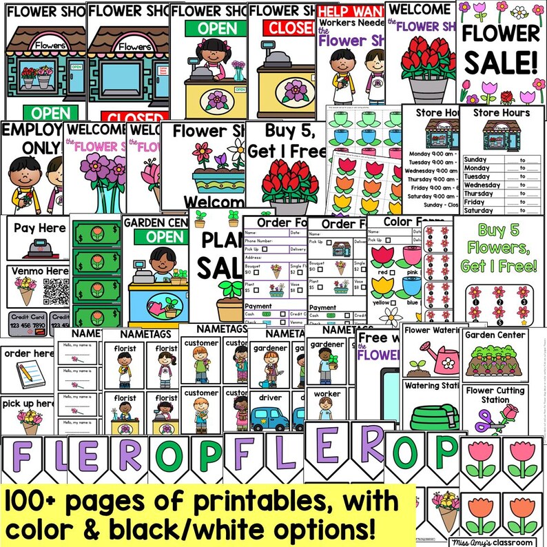 Spring Dramatic Play Centers Bundle - Flower Shop & Egg Stand / Farm ...