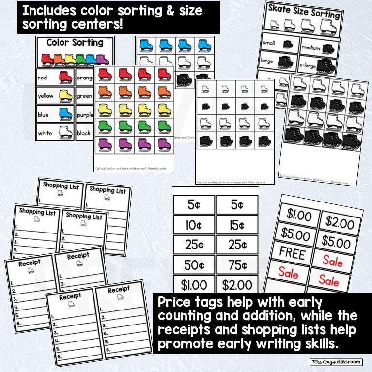 Ice Skating Rink Dramatic Play Printables: Winter Preschool Center (PDF ...