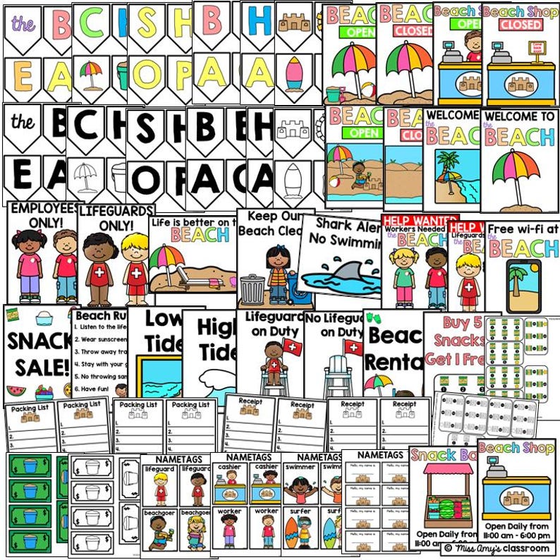 Beach Dramatic Play Printables for Kids – Summer Pretend Play Center ...