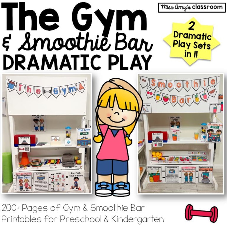 Gym & Smoothie Bar Dramatic Play Printables: Preschool Fitness (digital ...