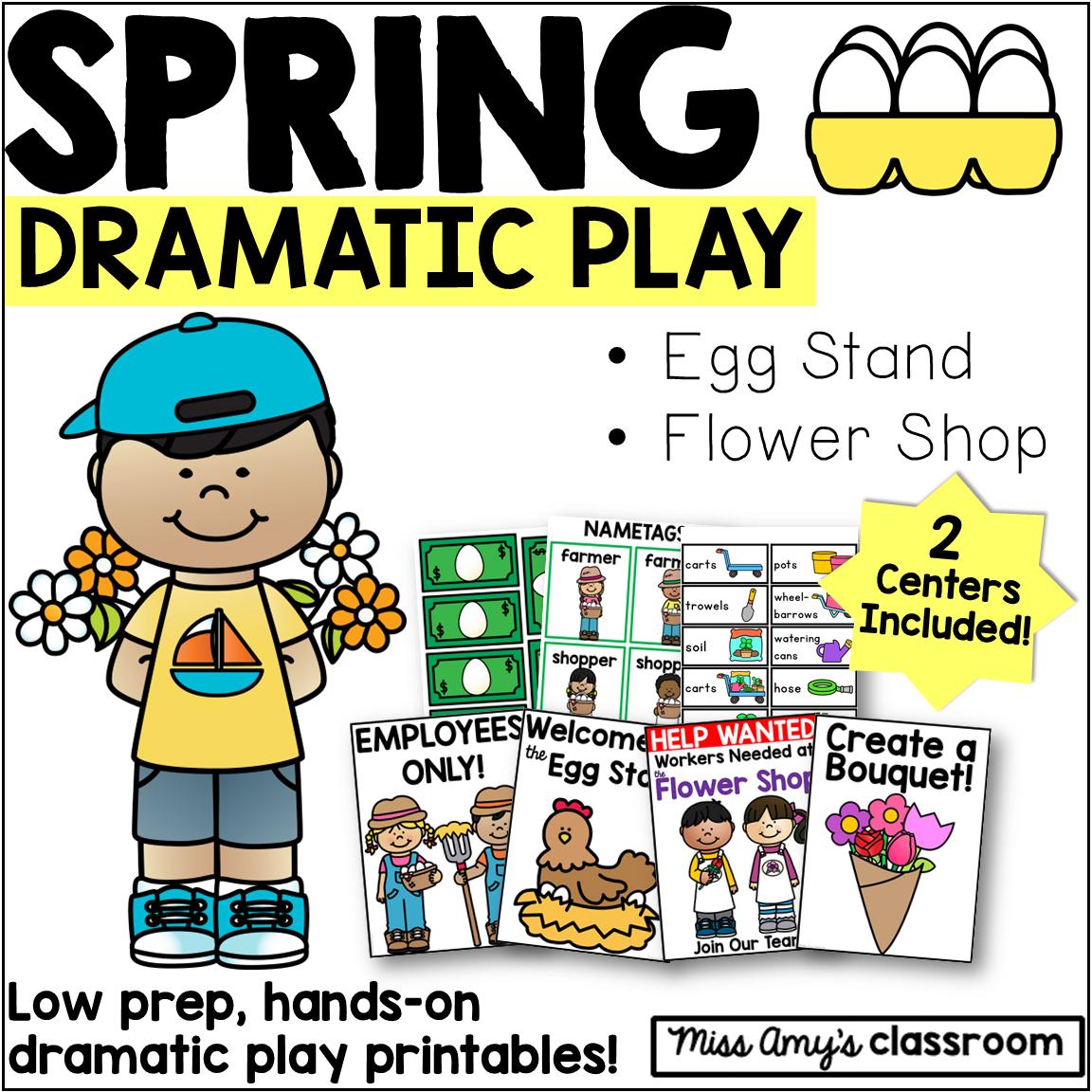 Spring Dramatic Play Centers Bundle - Flower Shop & Egg Stand / Farm ...