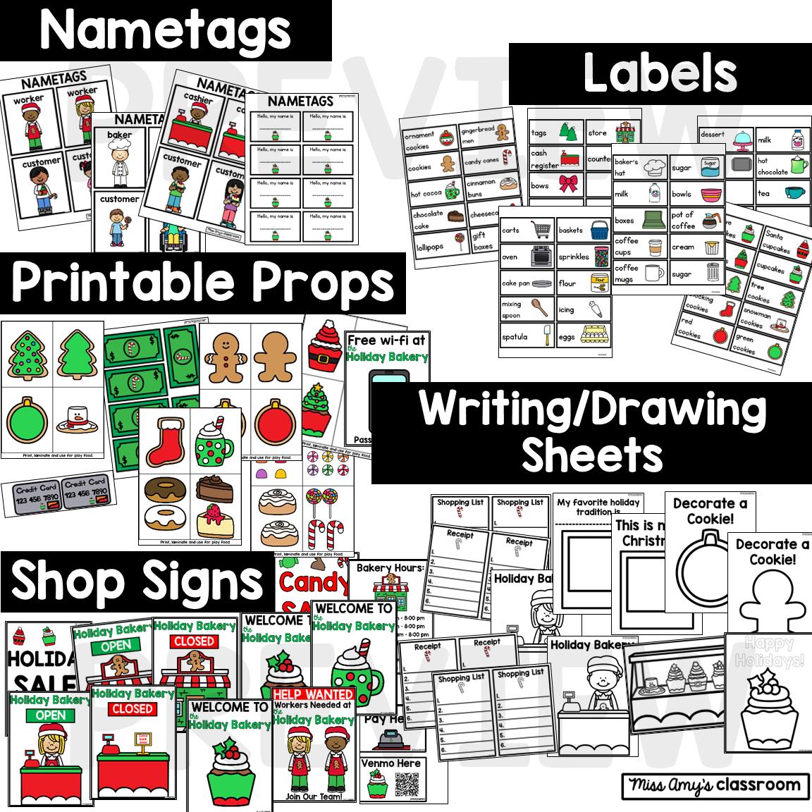 Christmas Bakery Dramatic Play Printables: Holiday Pretend Play Center ...