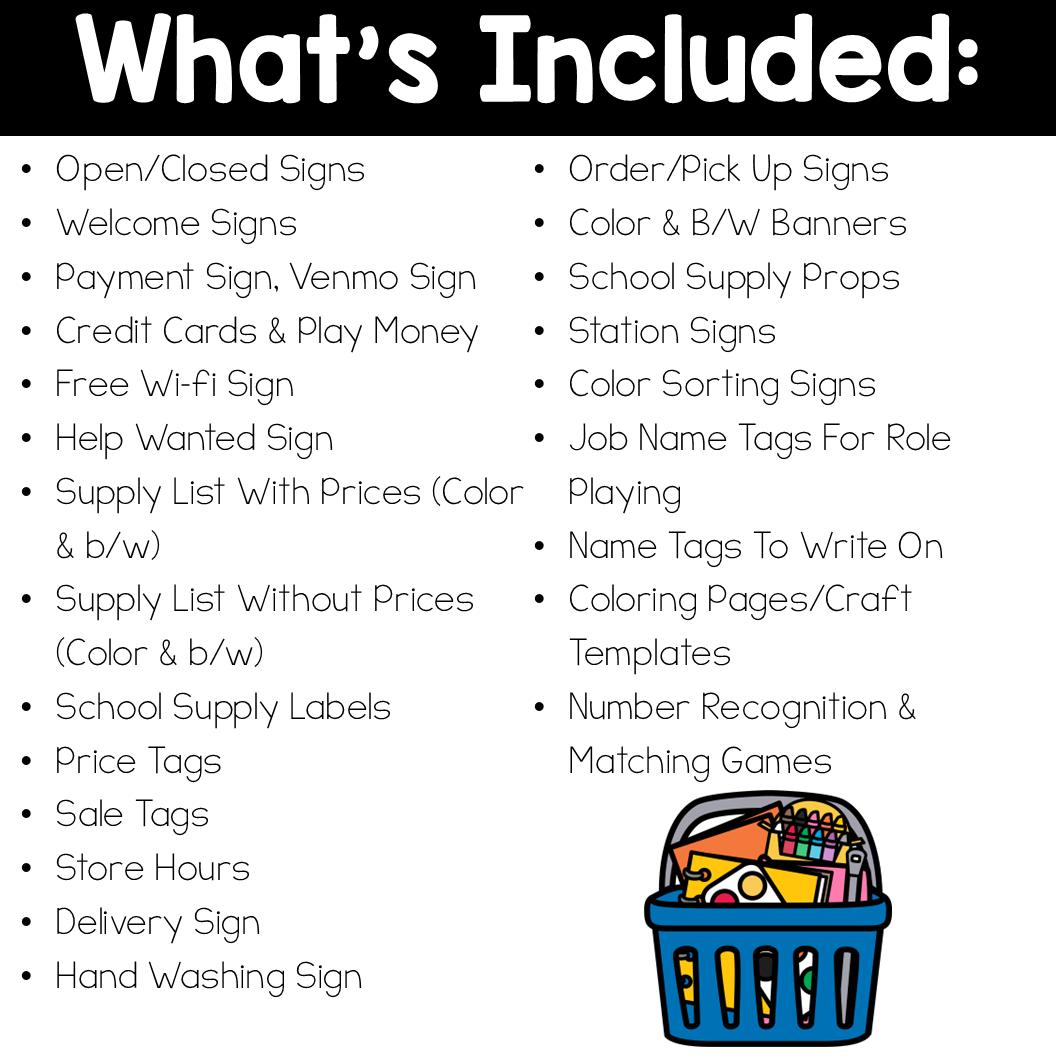 School Store Dramatic Play Printables – Back to School Pretend Play ...