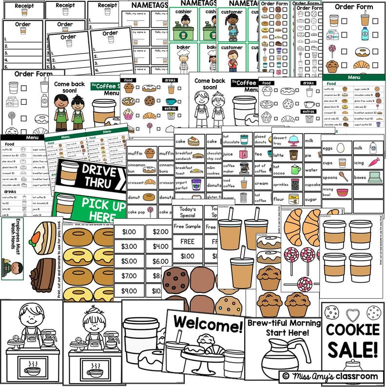 Coffee Shop Dramatic Play Center: Printable Cafe Pretend Play (PDF) - Etsy