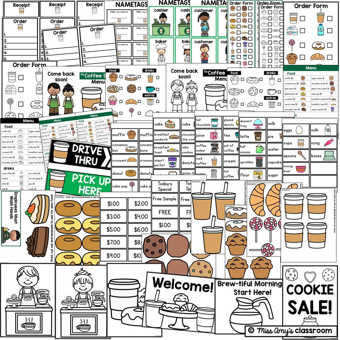 Coffee Shop Dramatic Play Center: Printable Cafe Pretend Play (PDF) - Etsy