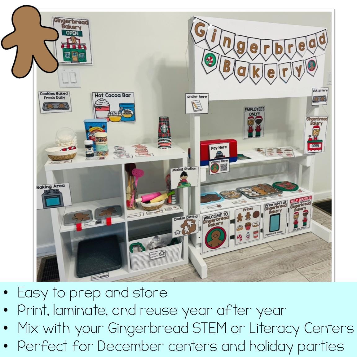 Gingerbread Bakery Dramatic Play Center - Christmas Pretend Play ...