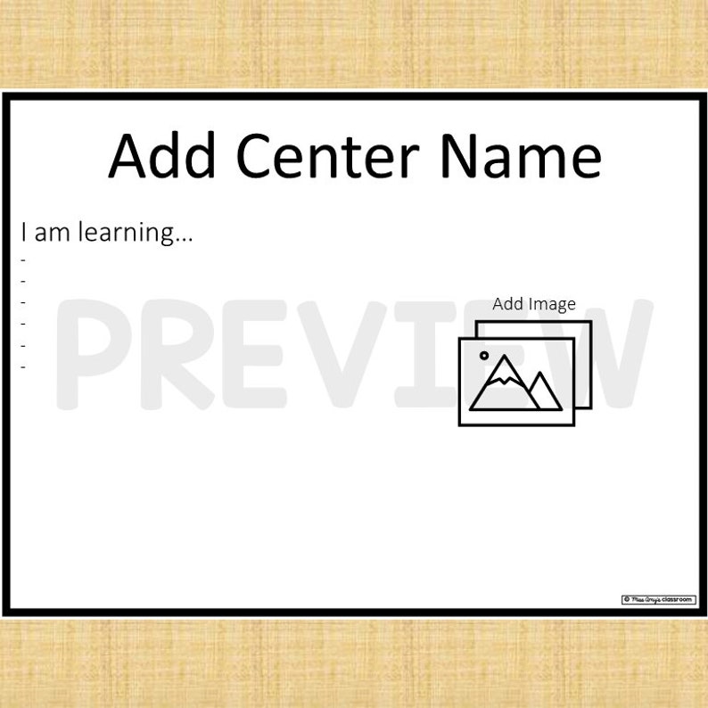 Editable Center Signs With Learning Objectives and Images | Preschool ...