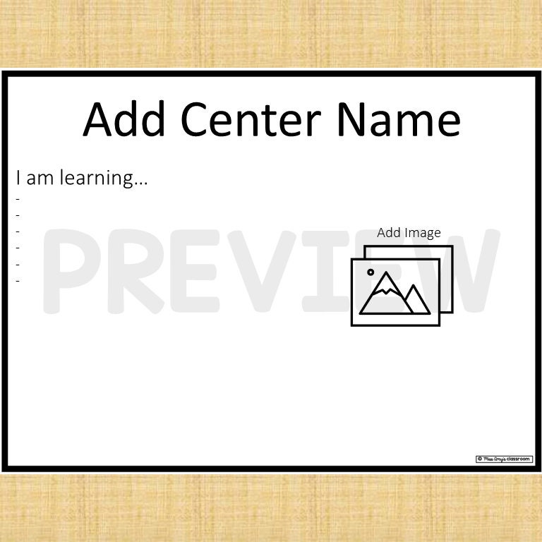 Editable Center Signs With Learning Objectives and Images | Preschool ...