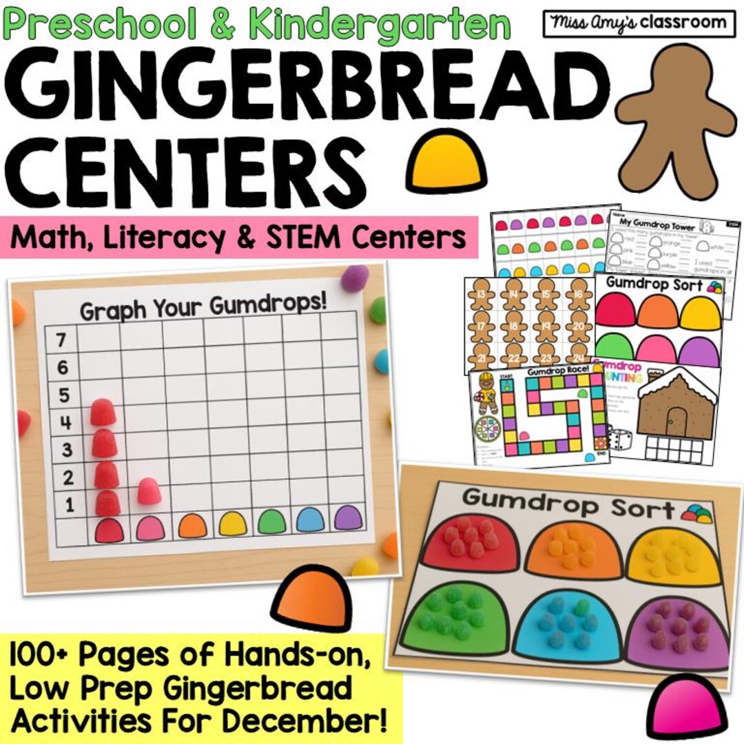 Gingerbread & Gumdrop Centers - December Math, Literacy, STEM and Fine ...