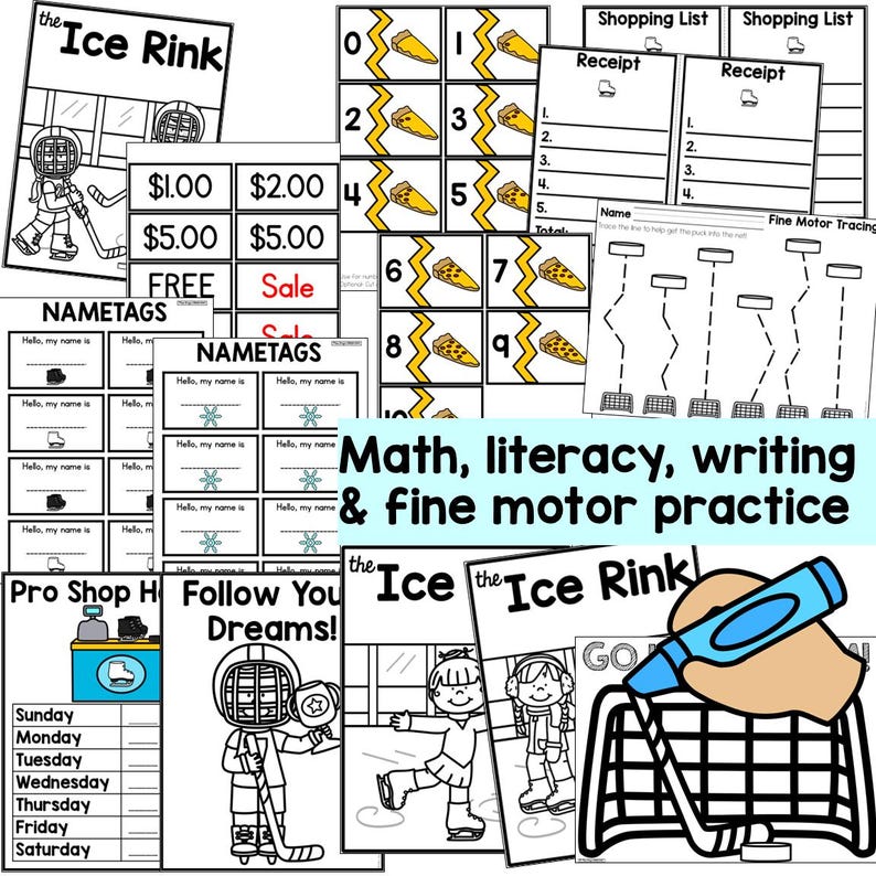 Ice Skating Rink Dramatic Play Printables: Winter Preschool Center (PDF ...