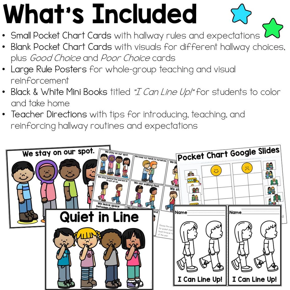 Preschool Line up Rules Poster Set: Classroom Management Printables ...